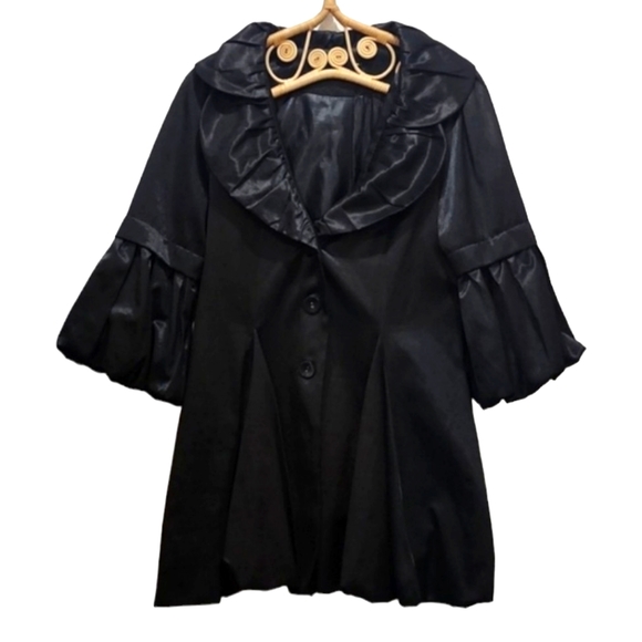 Ryu | Jackets & Coats | Ryu Black Short Puffedsleeve Coat Size L | Poshmark